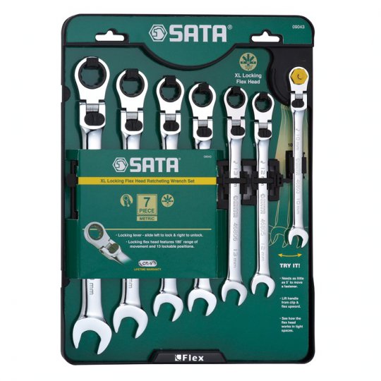 Sata 09043 XL Locking Flex Head Ratcheting Wrench Set | TOOLS AND ...