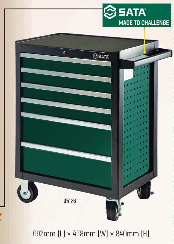 Sata D95126MP-8 301PCS 7 Drawer Master Tools Trolley Set (2026 UPGRADED ...