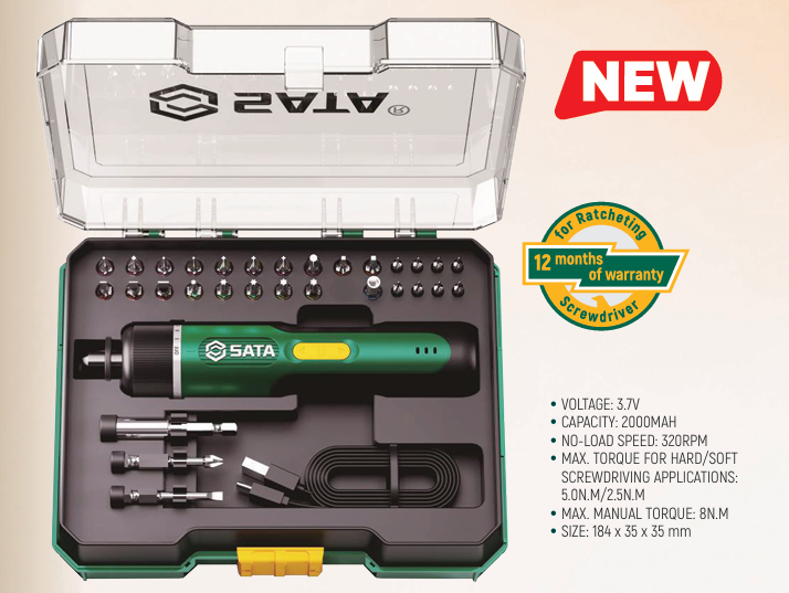 SATA 151051 32PCS 3.7V LI-ION STRAIGHT SCREWDRIVER SET | TOOLS AND ...